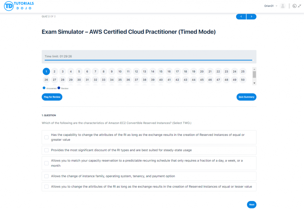 Exam Simulator - AWS Certified Cloud Practitioner - Tutorials Dojo