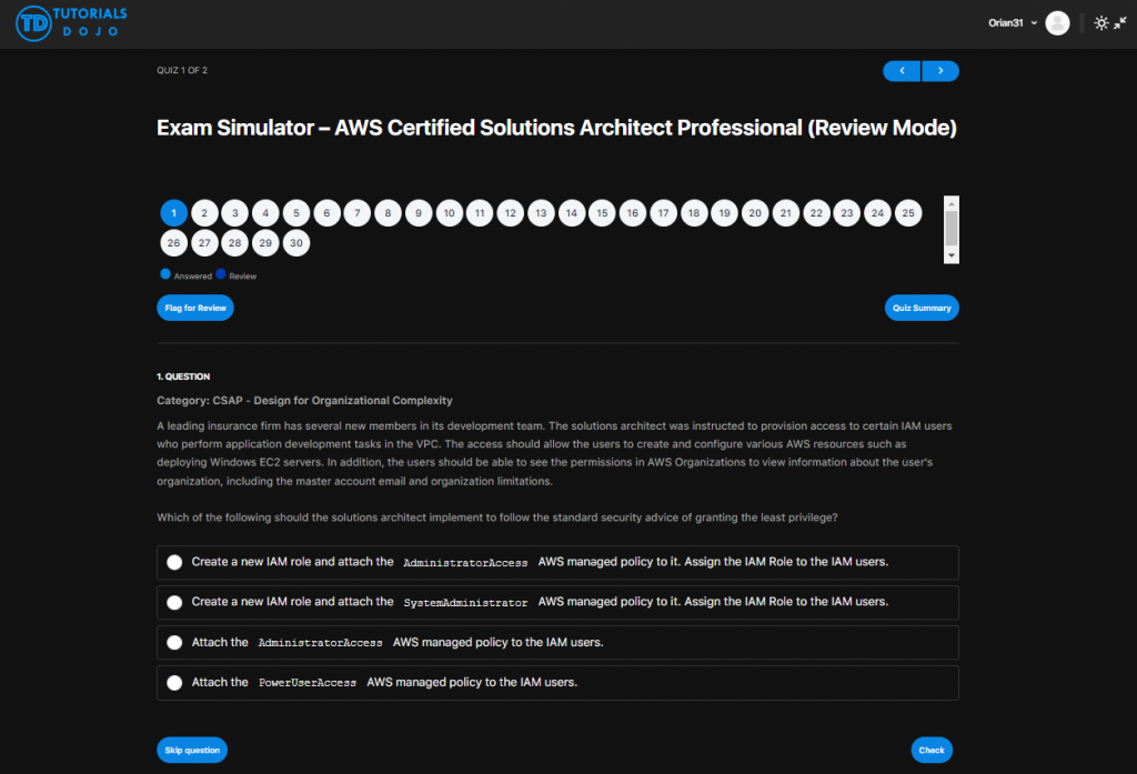 Exam Simulator – AWS Certified Solutions Architect Professional - Tutorials Dojo