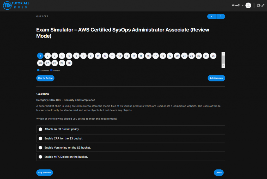 Exam Simulator – AWS Certified SysOps Administrator Associate - Tutorials Dojo