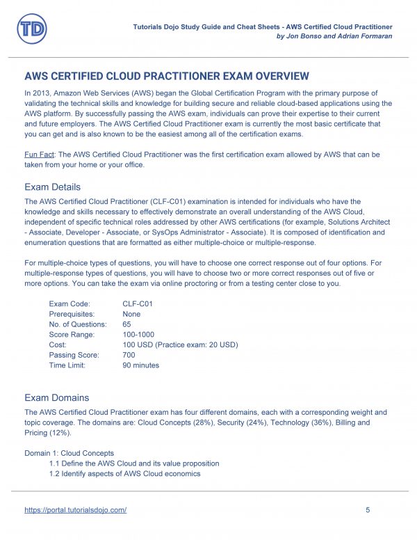 Study Guide eBook - AWS Certified Cloud Practitioner CFL-C01 - Tutorials Dojo