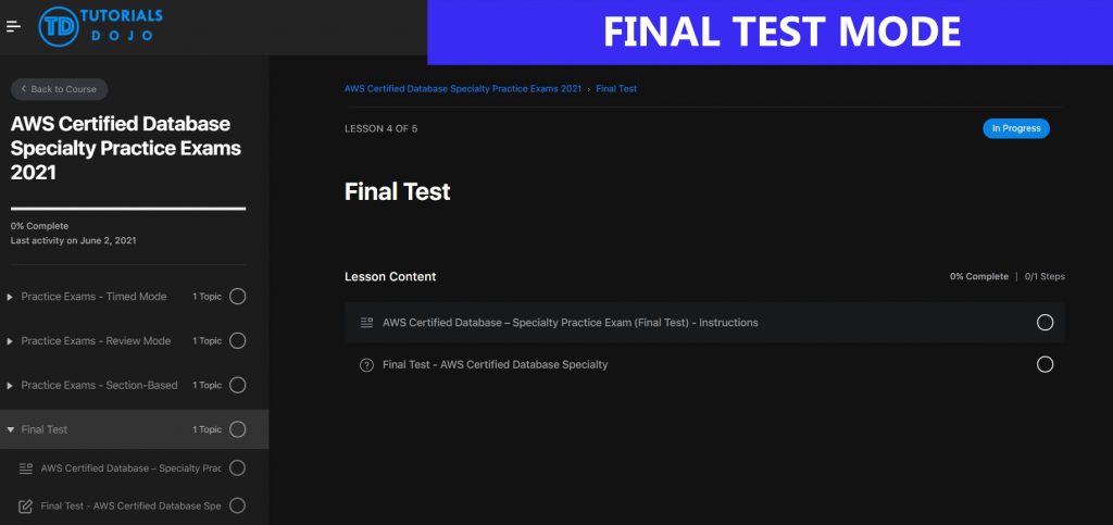 AWS Certified Database - Specialty Practice Exams 2024 - Tutorials Dojo