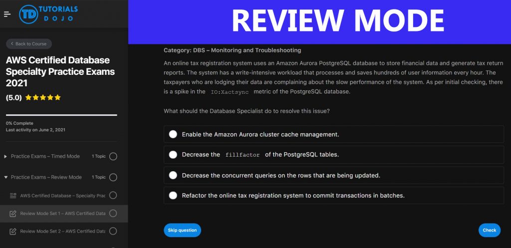 AWS Certified Database - Specialty Practice Exams 2024 - Tutorials Dojo