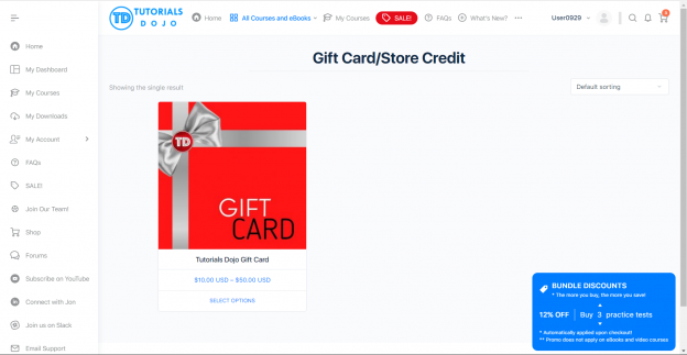 Tutorials Dojo Gift Card (Store Credit) - Tutorials Dojo