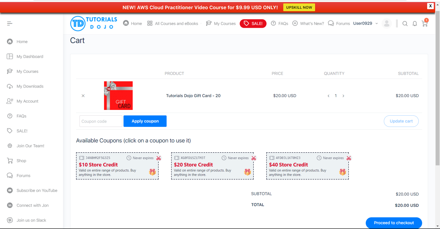 Tutorials Dojo Gift Card (Store Credit) - Tutorials Dojo