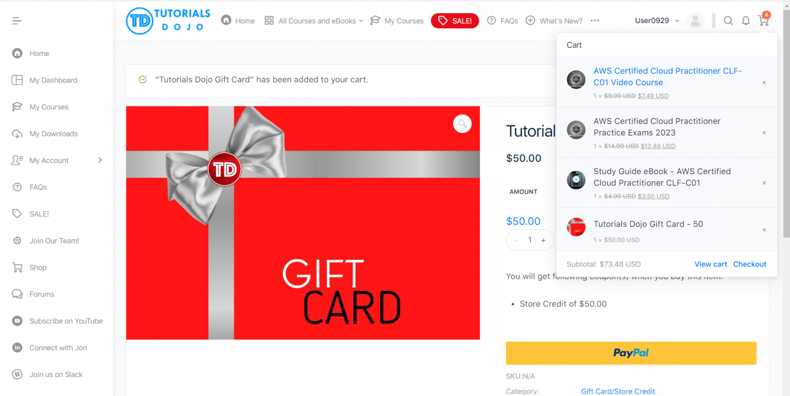 Tutorials Dojo Gift Card (Store Credit) - Tutorials Dojo