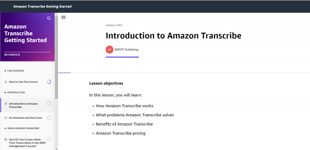Amazon Transcribe Getting Started - Tutorials Dojo