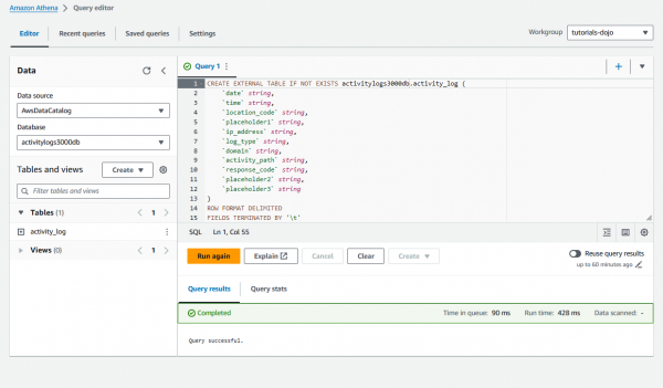 Guided Lab: Amazon Athena Data Querying and Table Creation - Tutorials Dojo