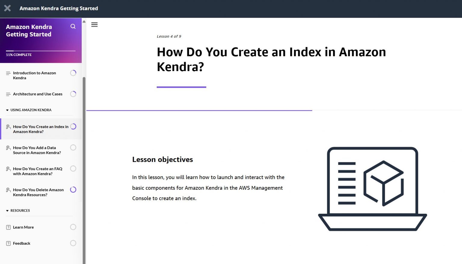 Amazon Kendra Getting Started - Tutorials Dojo
