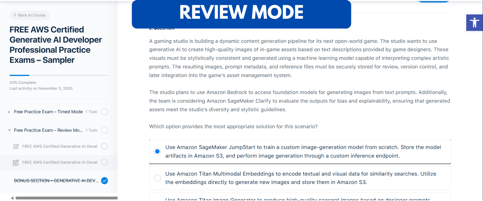 FREE AWS Certified Generative AI Developer Professional Practice Exams ...
